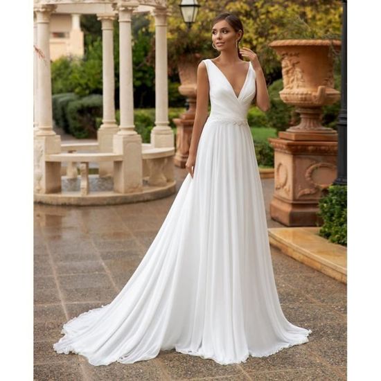 Robe de mariée Nouveau Haut de gamme Glisser la queue Blanc Les deux ...