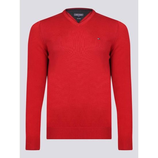 Tommy Hilfiger Homme Pull Rouge Col V ROUGE - Cdiscount Prêt-à-Porter