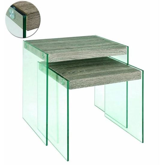 Tables d'appoint en tube d'acier, MDF Coloris C… - Cdiscount Maison