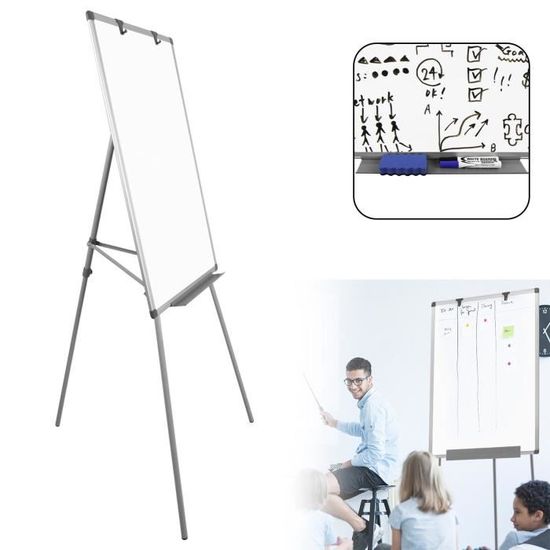 Tableau blanc paperboard 60x90cm avec trépied, réglable en hauteur ...