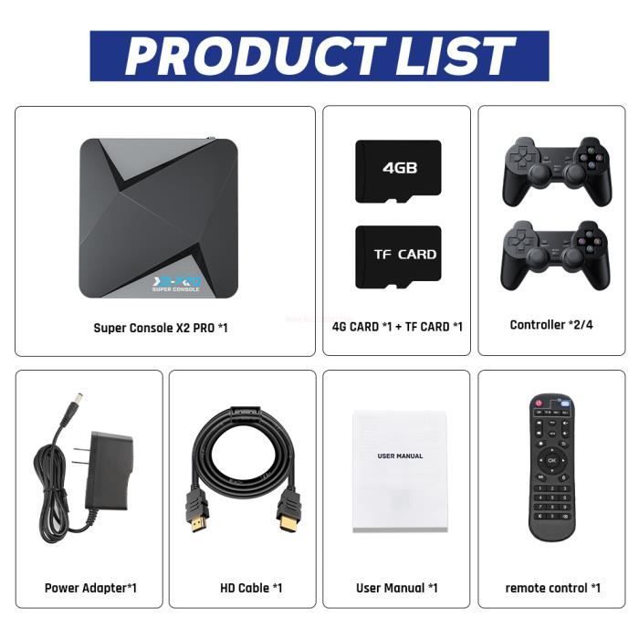 256g - X2 pro - Super Console de jeu vidéo domestique X2pro, trois systèmes, un décodeur de jeu ...