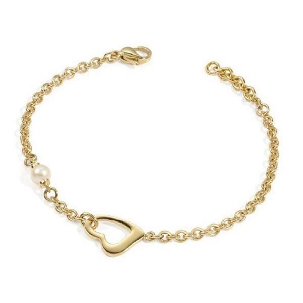 Bracelet coeur en acier couleur or (22 cm) - Idée cadeau femme bijou St ...
