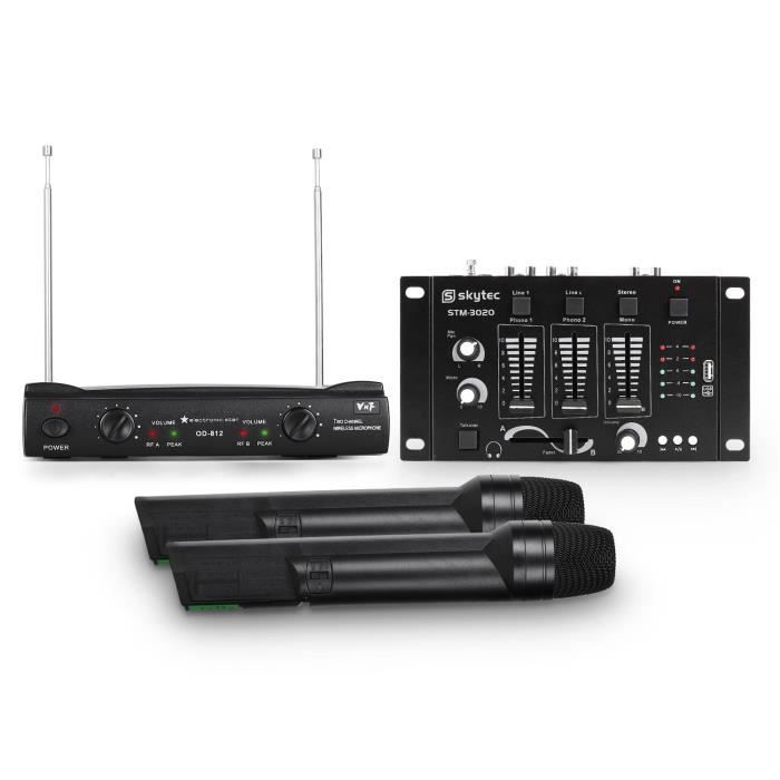 Skytec Mini DJ Set 1 x table de mixage 2-3 canaux 1 x micro à main ...
