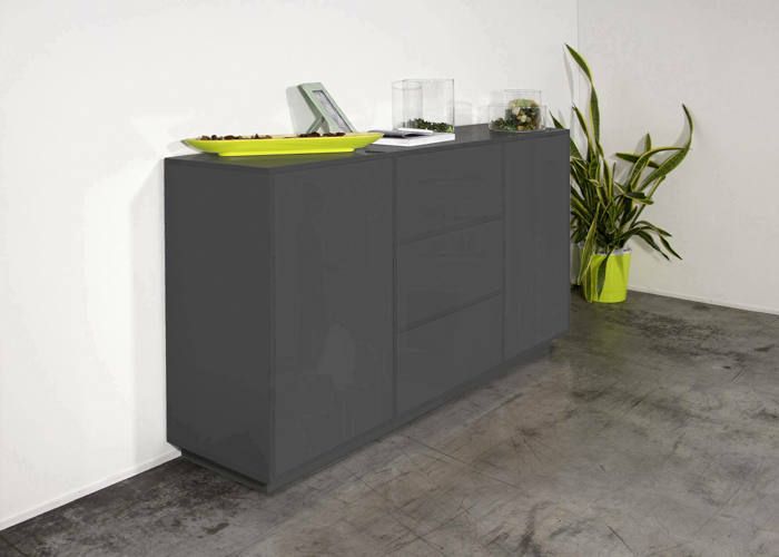 Buffet Aysha, 160x41,4xh86 cm, Anthracite brillant - Cdiscount Maison