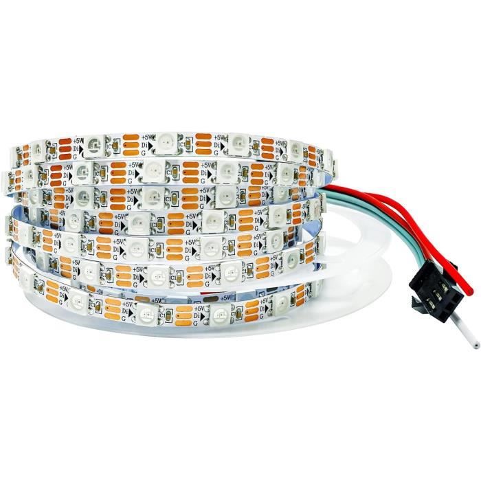 Ws2812B Ruban Led 5V, 5Mm De Large Ultra Fin Rgb Bande De Pixels Led 2M ...