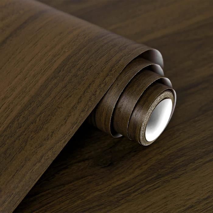 Papier Adhesif pour Meuble Bois Imperméable Papier Peint Vinyl Marron ...