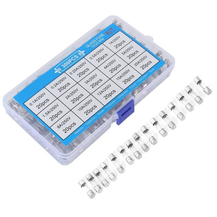 VBESTLIFE Tube de fusible en verre 300 pièces fusible en verre bonne isolation ignifuge kit d ...