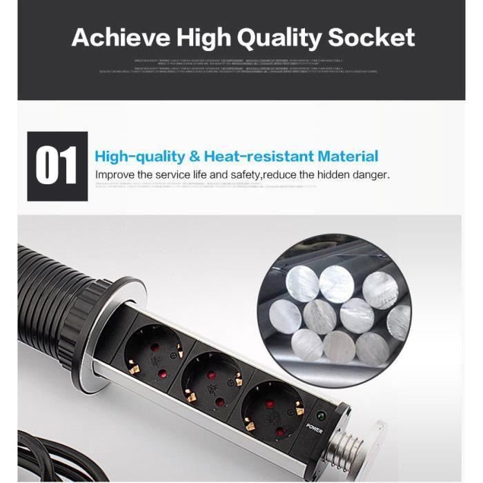 Bloc multiprise escamotable 3 prises EU plug--Timesquare - Cdiscount ...