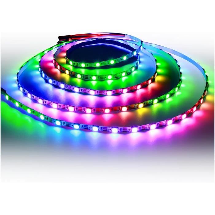 Ws2812B Ruban Led 5V, 5Mm De Large Ultra Fin Rgb Bande De Pixels Led 2M ...
