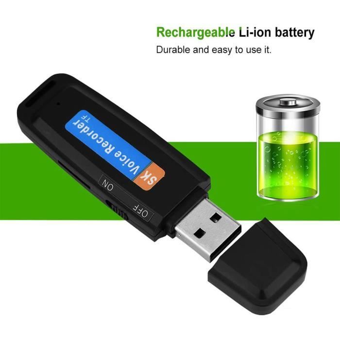 Blanc - Mini Dictaphone USB, petit disque U, enregistreur vocal ...