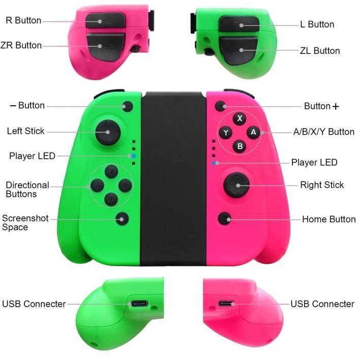 Manettes pour Nintendo Switch/Switch Lite/Pro Joy con Contrôleurs de ...