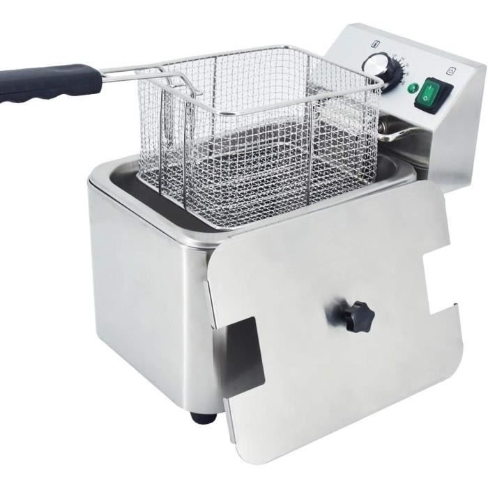Friteuse Électrique Professionnelle Friteuse Inox Cuve Amovible(4L, 2500W, 220V, Poignées ...