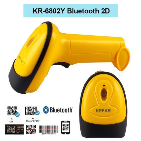 KEFAR – Scanner de codes-barres sans fil portatif, Bluetooth, lecteur ...