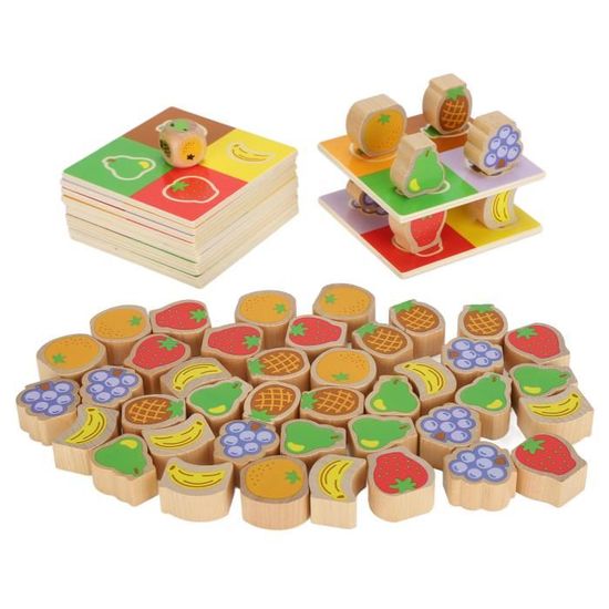 Atyhao Tour d'empilement jeu Blocs Empilables en Bois Blocs en Bois Empilables Jeux de société ...