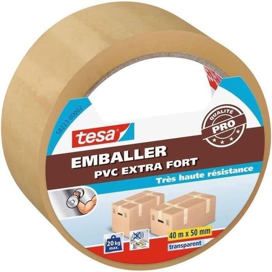 TESA Emballage PVC extra fort transparent 40mx50mm - Cdiscount Bricolage