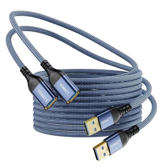 Lot De 2 Rallonges Usb 3.0 - 1 M + 1 M - Câble D'Extension Usb A Mâle ...