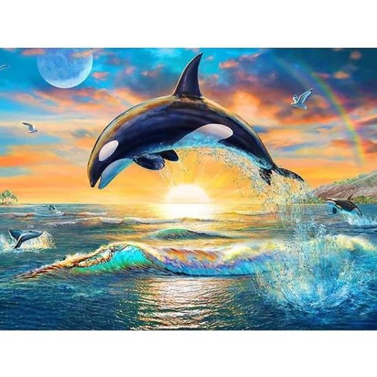 DIY Diamond Painting Complet Dauphin, Broderie Diamant Painting Kits ...