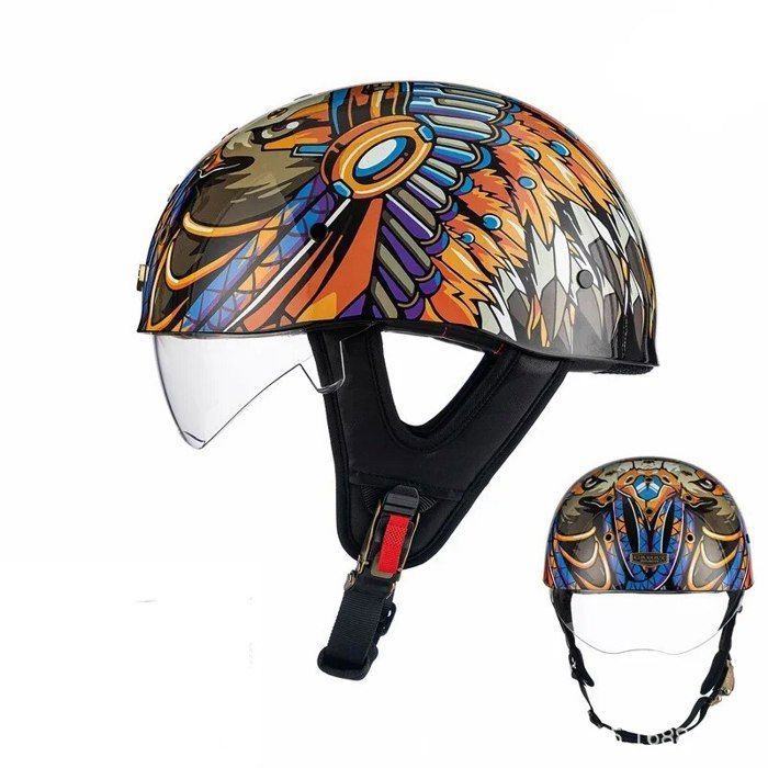 Demi-casque de moto électrique rétro pour hommes et femmes,casque ...