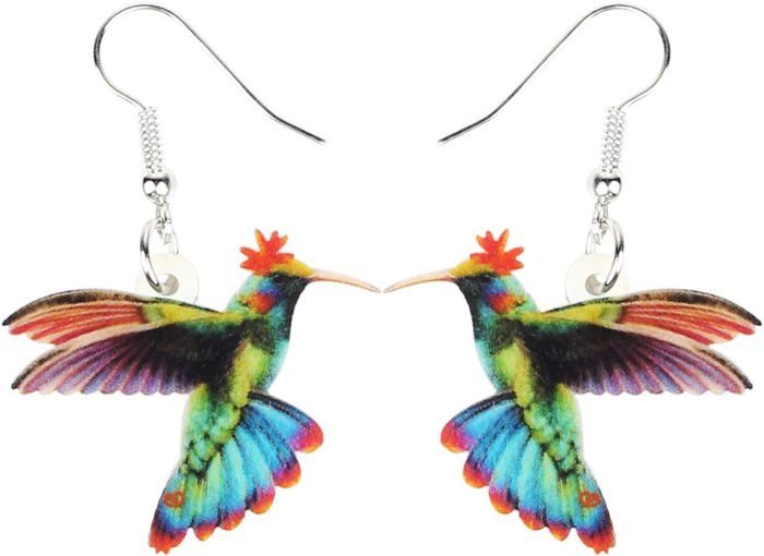 Boucles D'Oreilles Colibri Acrylique Oiseaux Pendentif Colibri Bijoux ...
