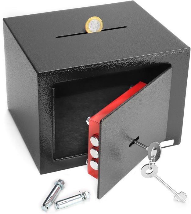 Mini Coffre-Fort avec Fente 23x17x17cm Serrure à Panneton Triple ...