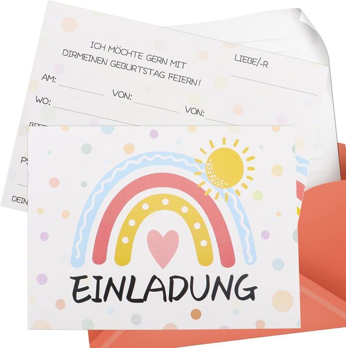AUEIIKE Set de 24 Cartes Invitation-Arc-En-Ciel, Correspondance Anniire ...