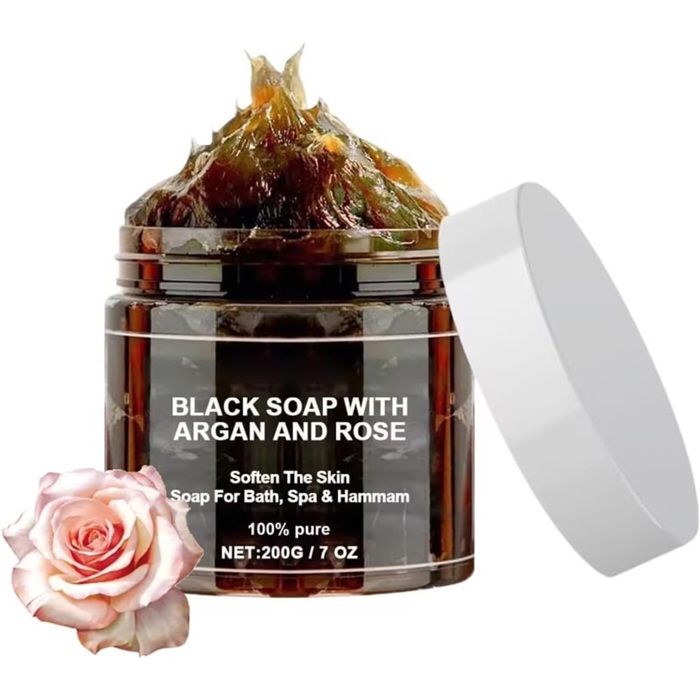 Savon Noir Marocain Avec Argan Et Rose,Savon Noir Hammam Marocain,Sàvon Noirs Marocain,Sàvon ...