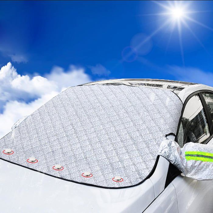 FINEVERNEK Car Front Windshield Cover, 5 Magnetic Unil Folding UV Sun ...