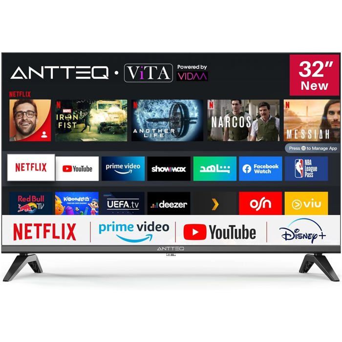 Vita Smart TV 32 Pouces Vita V32-AH3Q1L HD, Streaming Netflix et DAZN ...
