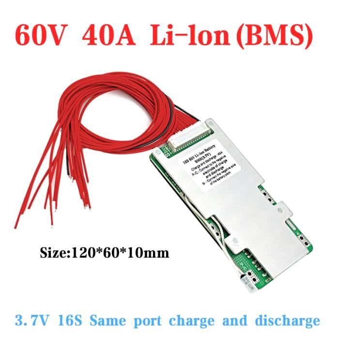 -Batterie Lithium-polymère 60v 16s 40a Avec Même Port Bms 21700 18650 ...