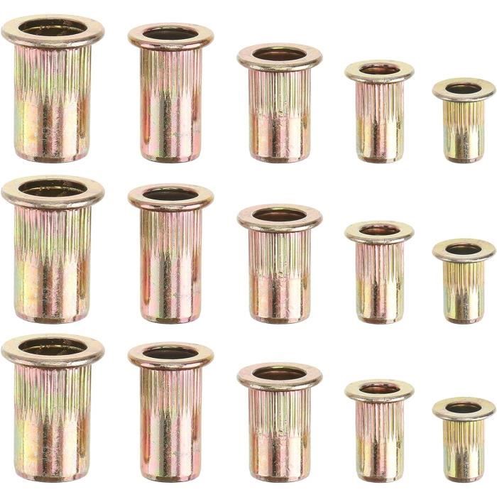 Rivet Écrous Inserts Filetés Écrou Aveugle Inox Tête Plate Rivets M4 M5 ...