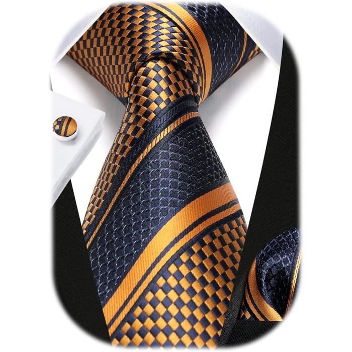 Cravate À Rayures Carreaux Paisley Homme Mouchoir De Poche Et Boutons De Manchette Mariage ...