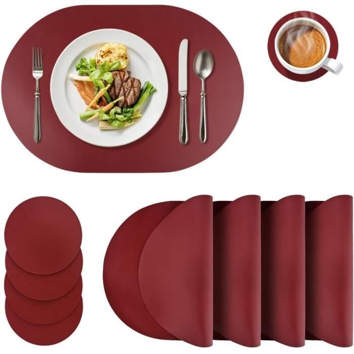 Lot de 4 Sets de Table en Cuir PU,Set de Table Lavable Imperméables ...