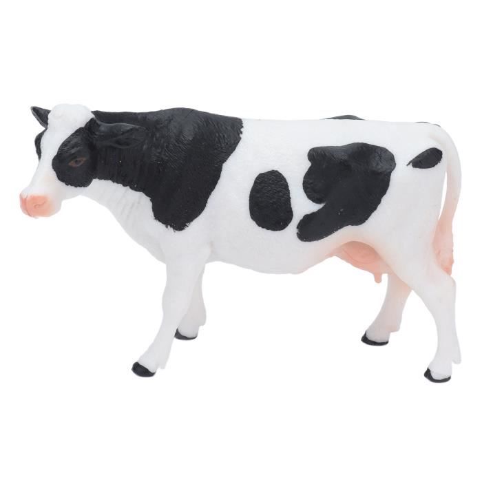 Drfeify Figurine de vache simulée Figurine de bétail Simmental en plastique vache réaliste noir ...