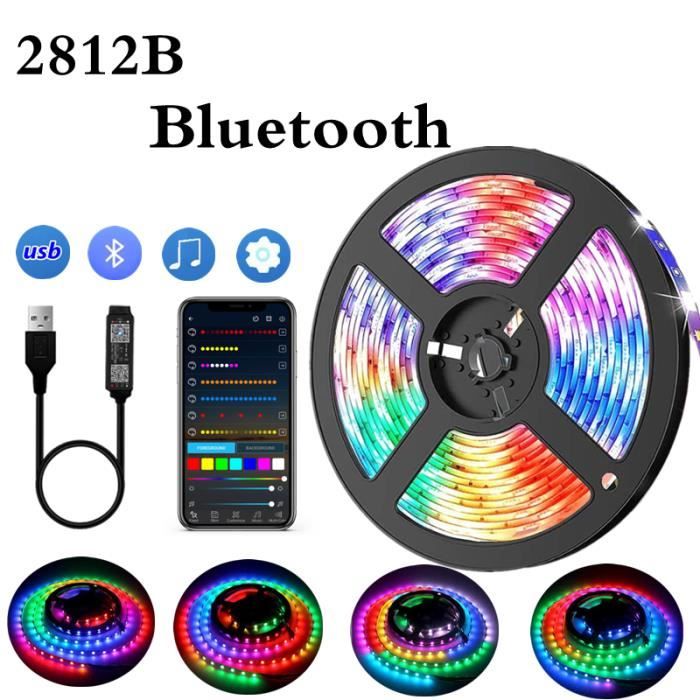 Bande lumineuse LED WS2812B 1M 20M RGB 5050 DC 5V USB Flexible contrôle Bluetooth rétro ...