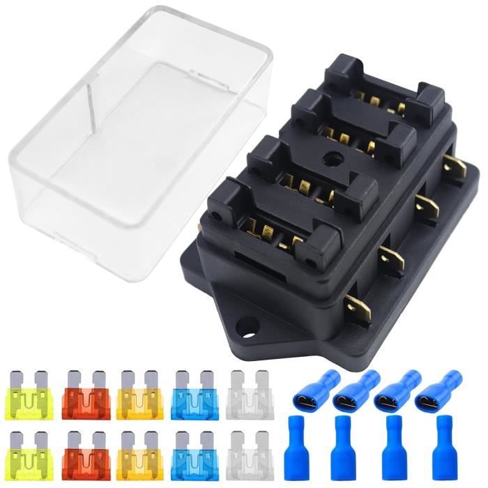 4 Voies Boîte À Fusibles 12V 24V 32V Porte Fusible Porte-Fusible À Lame ...