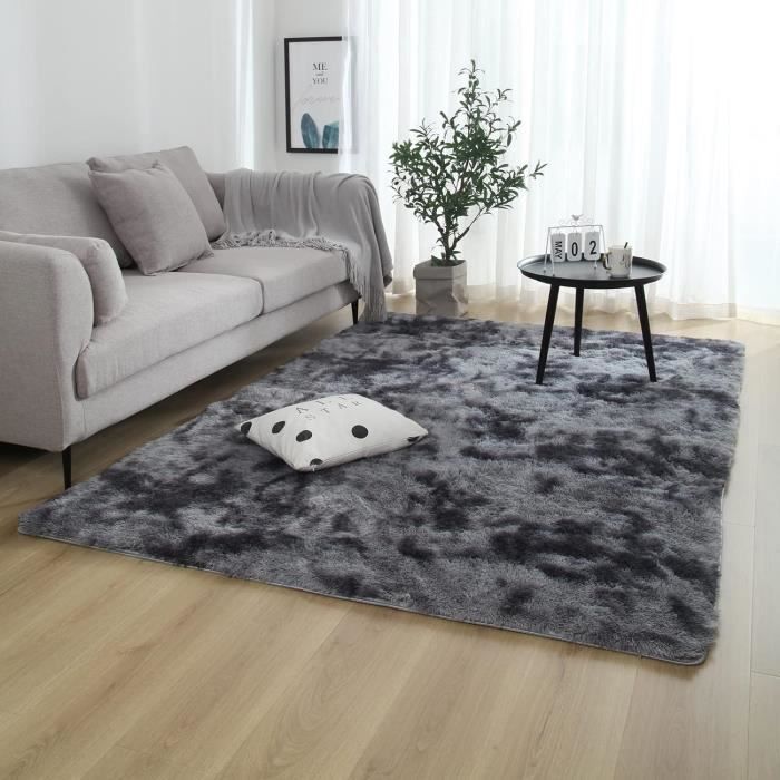 Tapis Chambre 120X160Cm Antidérapant Moelleux Tapis En Peluche Shaggy Tapis À Poils Tapis De ...