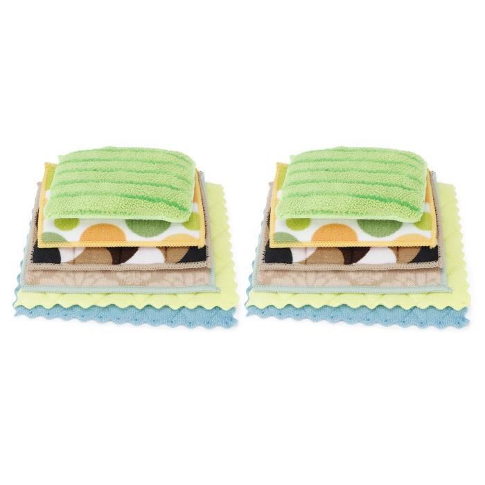 HURRISE Chiffon de cuisine 2 Ensemble Kit Éponge Torchon à Vaisselle ...
