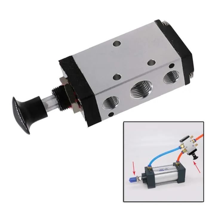 Électrovanne à commande mécanique manuelle poussée-traction 5 voies, 2 Type de connexion de ...