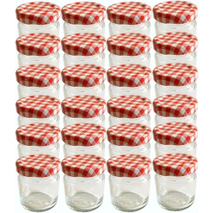 Lot de 30 Mini pots en Verre 37 ml rond avec couvercle Moutarde, Miel ...