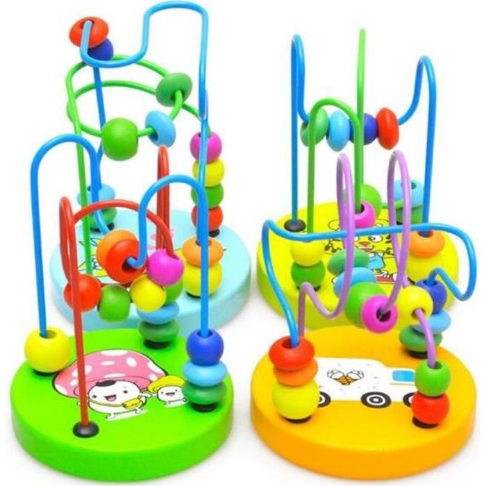 1Pcs Circuit de Motricité Enfant Jouet éducatif en Bois Jeux de Boulier Labyrinthe Perles Jouet ...