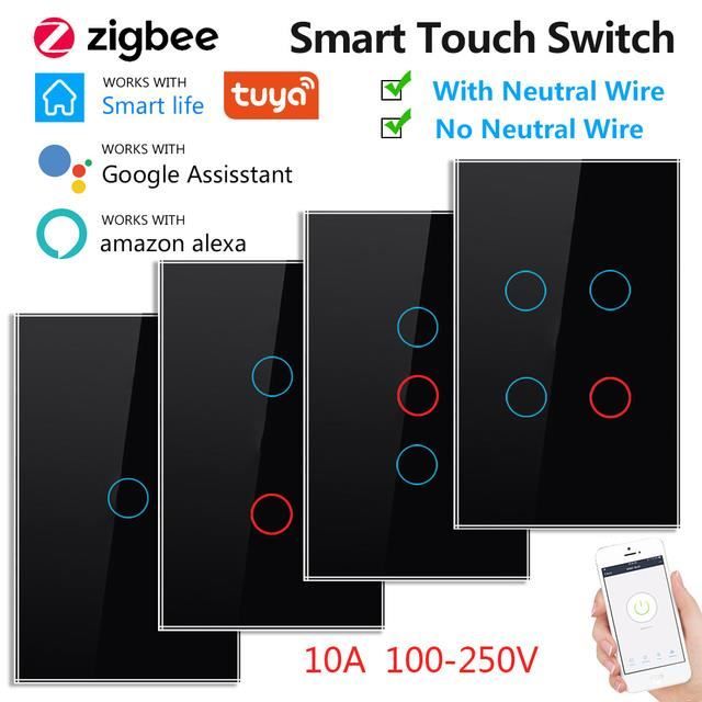 INTERRUPTEUR,120-Black-1-Gang--Zigbee Interrupteur Tactile 1-2-3-4 Gang ...