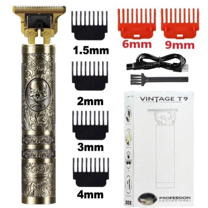 TONDEUSE A BARBE,Skull--T9 Tondeuses À Cheveux Rasoir Pour Hommes Barbe Rasage Machine Tondeuse ...