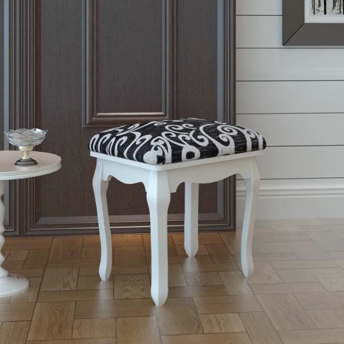 Tabouret de coiffeuse Noir Tissu - Cdiscount Maison