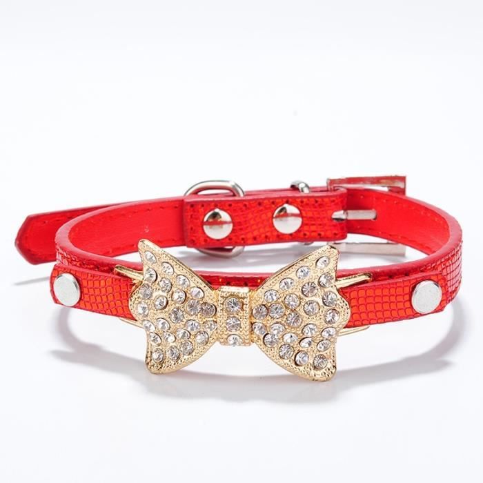 Purple-M -Collier en cuir PU avec strass pour chien, accessoire pour ...
