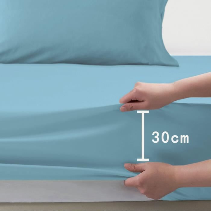 Parure De Lit 180X190-200 4 Pièces En Microfibre-Drap Housse 180X200 Cm-Drap Plat 2 Personne ...