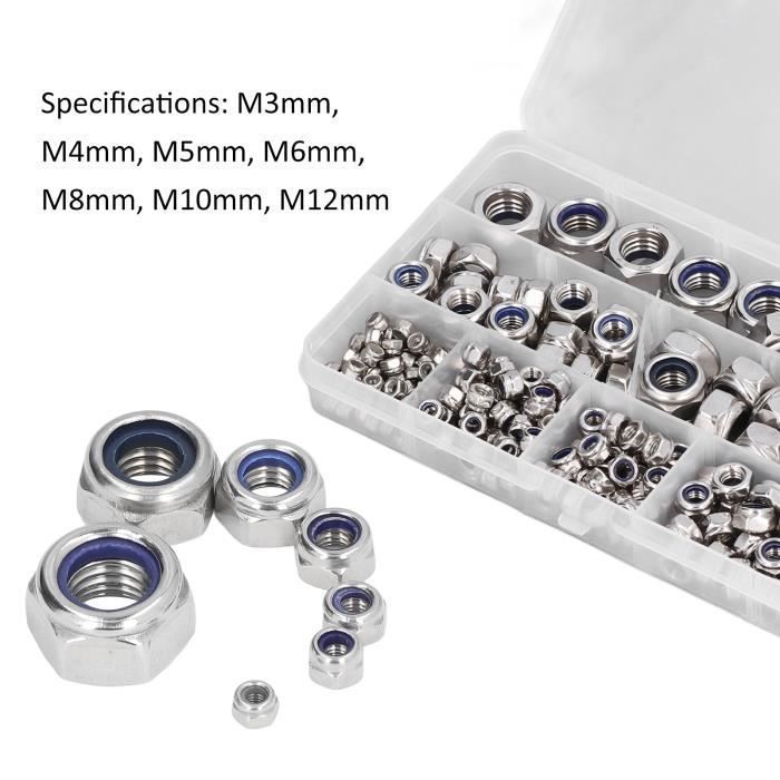 Écrou de blocage hexagonal - SURENHAP - Assortiment 215 pièces - Acier inoxydable - Inserts en ...
