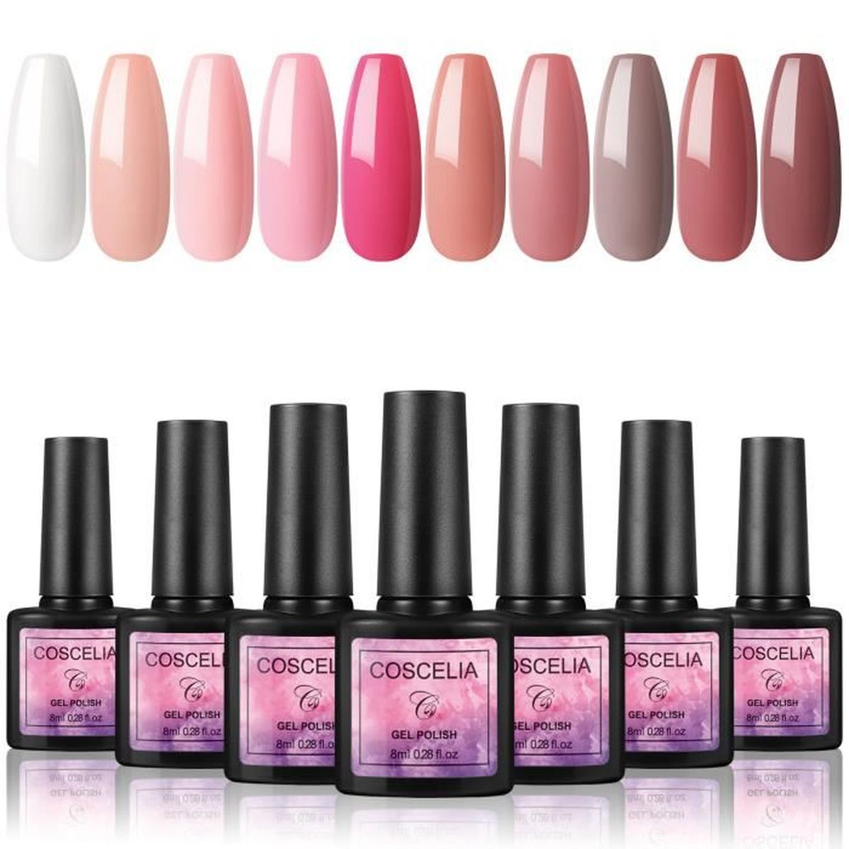 Lot de 10 Couleurs Vernis à Ongles COSCELIA Vernis Semi Permanent 8ml ...