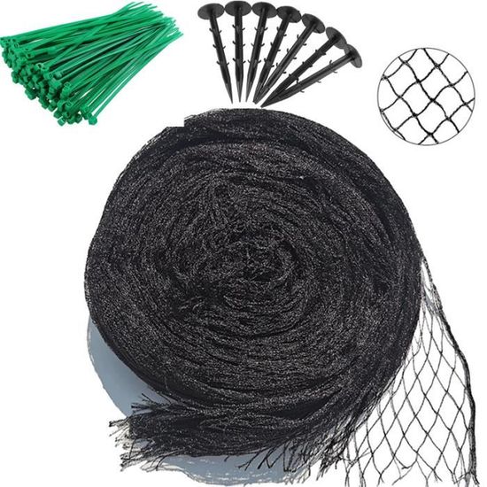 Filet Anti Oiseaux, 10m x 4m Filet Poulailler Noir, Filet de Protection pour Bassin à Mailles ...