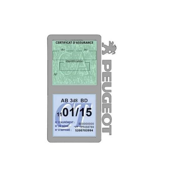 PEUGEOT VD22 GRIS POCHETTE ETUI VIGNETTE ASSURANCE VOITURE ET CONTROLE ...