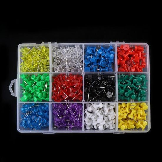 HURRISE jeu de punaises 600pcs punaises en plastique multicolores ...